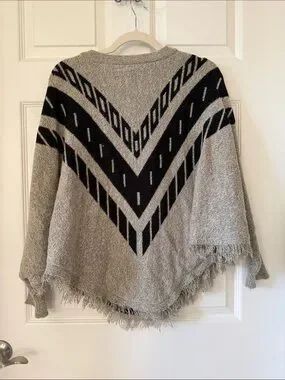 Love By Design | Sweaters | Love By Design Black And Gray Vneck Fringe ...